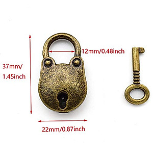 SDTC Tech 2pcs Mini Antique Padlock Retro Vintage Style Bear Head Shape Bronze Locks and Keys