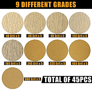 VIBRATITE 9 PCS Contoured Profile Hand Sanding Block, 4 Inch Hand Sander Block Interchangeable Assorted Convex & Concave Shapes with 45 Sheet Assortment Sandpaper for Auto Body, Woodworking, Furniture