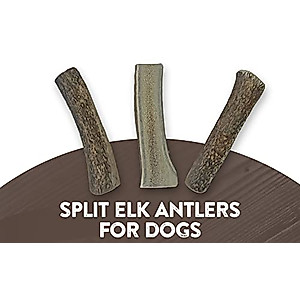 WhiteTail Naturals| USA Prime Split-Cut Elk Antlers for Dogs | 3 Pack Small | All Natural Dog Chews | Naturally Shed, Cruelty-Free- Half Antler Horn Chew Toy