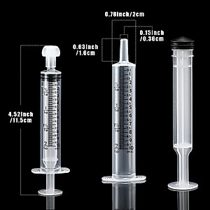10 Pack Plastic Syringe Liquid Measuring Syringes Without Needle for Epoxy Resin, Craft, Scientific Labs, Feeding Pets Animals, Oil or Glue Applicator (10 ML)