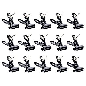 Tupalizy 15PCS Push Pins Clips Bulldog Thumbtack Clips for Bulletin Cock Board Wall Office School Home Cubicle Pictures Documents Notes Papers Calendars Photos Files Artworks Craft Projects (Black)