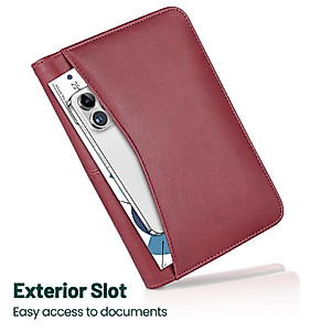 AKAYOK Padfolio for Women, Zippered Business Portfolio, Leather Padfolio Binder 5.3 x 8 inch Writing Pad, Business Portfolio Organizer, Small Padfolio with Clipboard (Red)