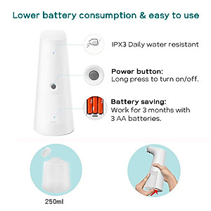 LAOPAO Soap Dispenser, Automatic Foaming Soap Dispenser Hand Free Countertop Soap Dspensers 240ml Touchless Soap Pump for Kitchen & Bathroom Xmas Gift White