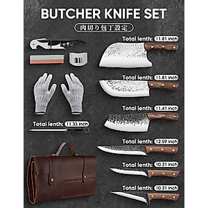 DRAGON RIOT Chef Butcher Knife Set for Meat Cutting with Roll Bag, 12 PCS Japanese Forged Chef Knives Set for Men and Women Gift for Men