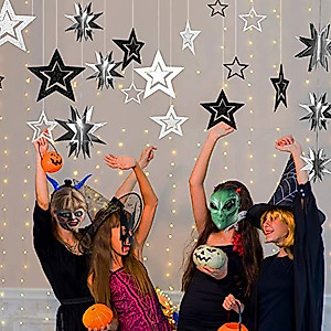 Cheerland Glitter Black Charcoal Silver Star Party Decorations Twinkle Little Star Garland Hanging Backdrop Banner Halloween Birthday Bridal Shower Graduation Ramadan EID Wedding Bachelorette Decor