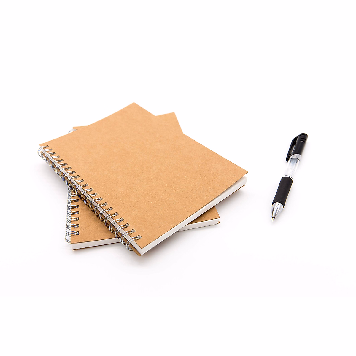 DSTELIN Blank Spiral Notebook, 3-Pack, Soft Cover, Sketch book, 100 Pages / 50 Sheets, 7.5 inch x 5.1 inch, 100GSM, (Brown)