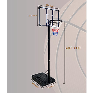 HooKung Portable Basketball Hoops & Goals 35.4 Inch Backboard Basketball System Height Adjustable 6.2ft -8.5ft for Adult Teenagers Indoor Outdoor Use