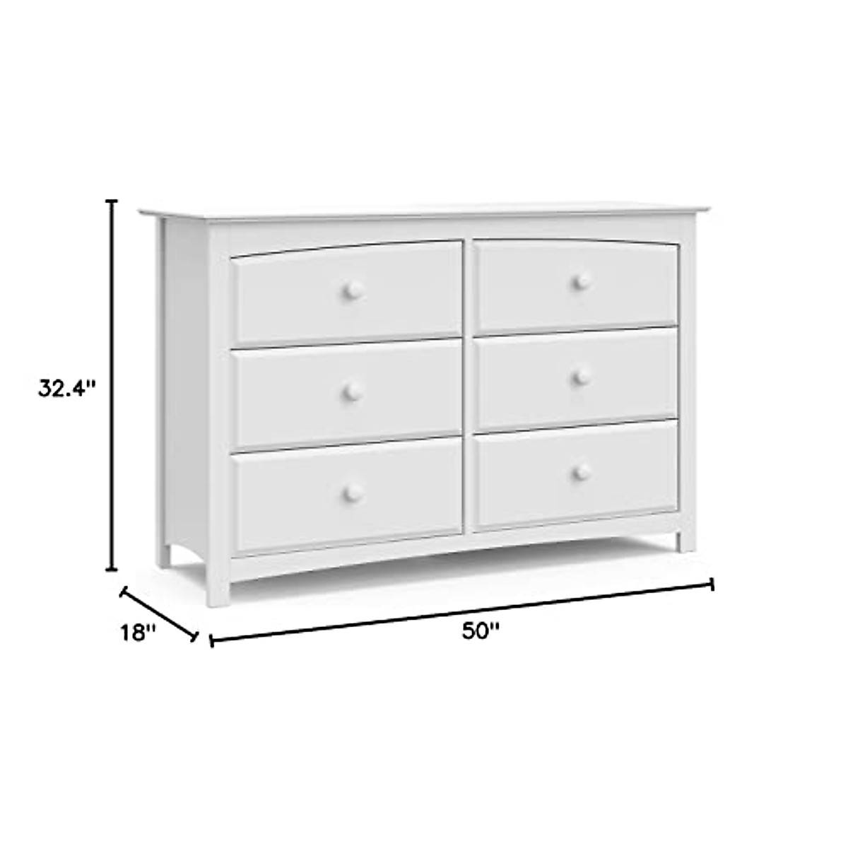 Storkcraft Kenton 6 Drawer Double Dresser (White) Dresser For Kids Bedroom, Nursery Dresser Organizer, Chest Of Drawers For Bedroom With 6 Drawers, Universal Design For Children’s Bedroom