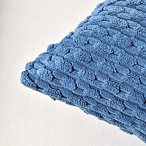 Fancy Homi 2 Packs Dusty Blue Decorative Throw Pillow Covers 18x18 Inch for Couch Bed Sofa, Modern Farmhouse Boho Home Decor, Soft Cute Plush Corduroy Cushion Case 45x45 CM