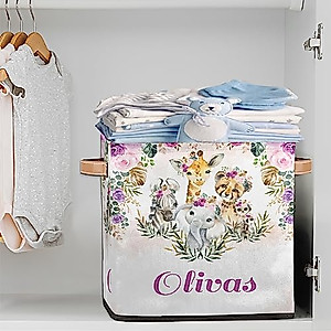 RIRIX Personalized Storage Bin, Custom Storage Baskets for Organizing with Handles, Foldable Storage Box for Closet Cloth Baskes Toy Boho Jungle Animals
