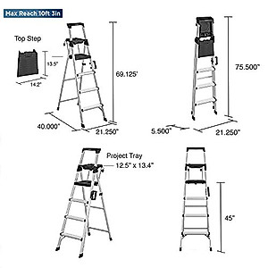 COSCO 2061AABLKE Signature Series Step Ladder, 6ft, Steel