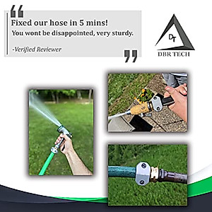 DBR Tech Garden Hose Repair Kit, Male and Female Solid Aluminum Alloy Connectors, Heavy-Duty Rust Resistant Coupler Supports High Water Pressure Systems, 1 Pack