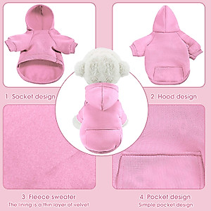 2 Pieces Winter Dog Hoodie Warm Small Dog Sweatshirts with Pocket Cotton Coat for Chihuahua Clothes Puppy Costume(S,Pink, Light Purple)
