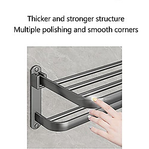 Towel Racks, Bathroom Hotel Bath Towel Rack with Double Towel Bar Wall Mount Shelf for Kitchen or Bath Hanging