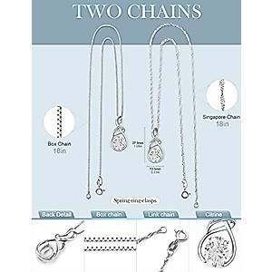 HXZZ Fine Jewelry Birthstone Gifts for Women Natural Gemstone White Crystal Sterling Silver Pendant Necklace Anniversary Birthday Gift for Wife Mom Her Girls