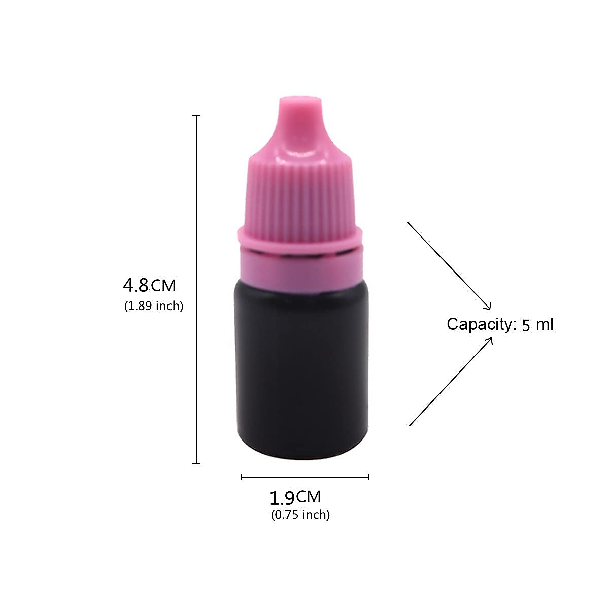 Snadulor 60pcs 5ml empty black plastic squeezable dropper bottle with protective cap,eye drop bottle(Black Cap)