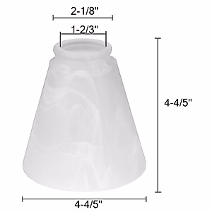 Pack of 4 Alabaster Transitional Style Shade, Transitional Style Replacement Glass Shade, XIDING Ceiling Fans Glass Shade, with Standard 2-1/8" Fitter Size, 4-4/5" high, 4-4/5" Diameter