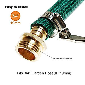 PLG Solid Brass 3/4 Inch Garden Hose Repair Kit Male and Female Hose End Repair Water Hose Fittings Connector with Stainless Steel Clamp