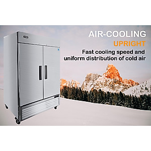 KITMA 2 Door Commercial Freezer 54" Commercial Reach-in Freezer Cooler, Commercial Fridge with LED Lighting, 49 Cu. Ft