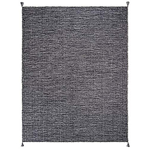 SAFAVIEH Montauk Collection Area Rug - 8' x 10', Grey & Black, Handmade Flat Weave Cotton Corner Tassel, Ideal for High Traffic Areas in Living Room, Bedroom (MTK150F)