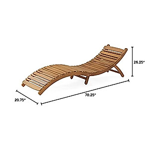 Christopher Knight Home Lahaina Wood Outdoor Chaise Lounge, Natural Yellow