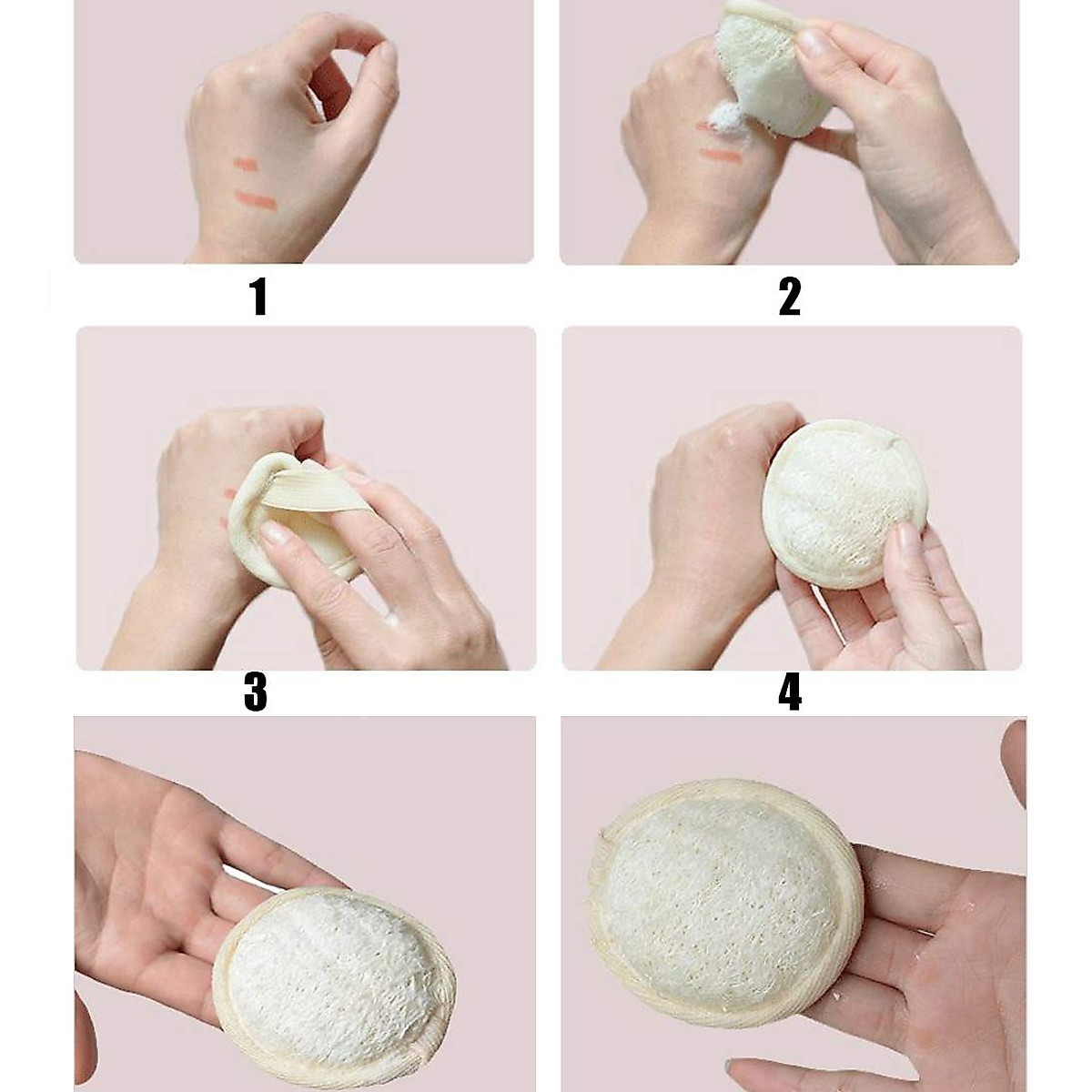 Loofah Sponge Exfoliating Facial Cleaning Pads,10 Packs Natural Loofa Face Scrubber Large Cleanser for Men Women Bath Spa Cleansing,3.15 Inches Dia