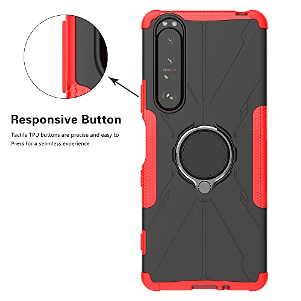 LiuShan Compatible with Sony Xperia 1 III case,360° Rotation Ring Holder KickstandMilitary Grade Shockproof Cover for Sony Xperia 1 III Smartphone（Not Applicable Sony Xperia 10,Red
