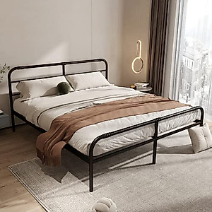 Emiosmt California King Bed Frames with Headboard and Footboard 14 Inch Tall,Heavy Duty 2500lbs Steel Slat Support Metal Platform,No Box Spring Needed,Easy Assembly,Round Tube,Cal King Frame
