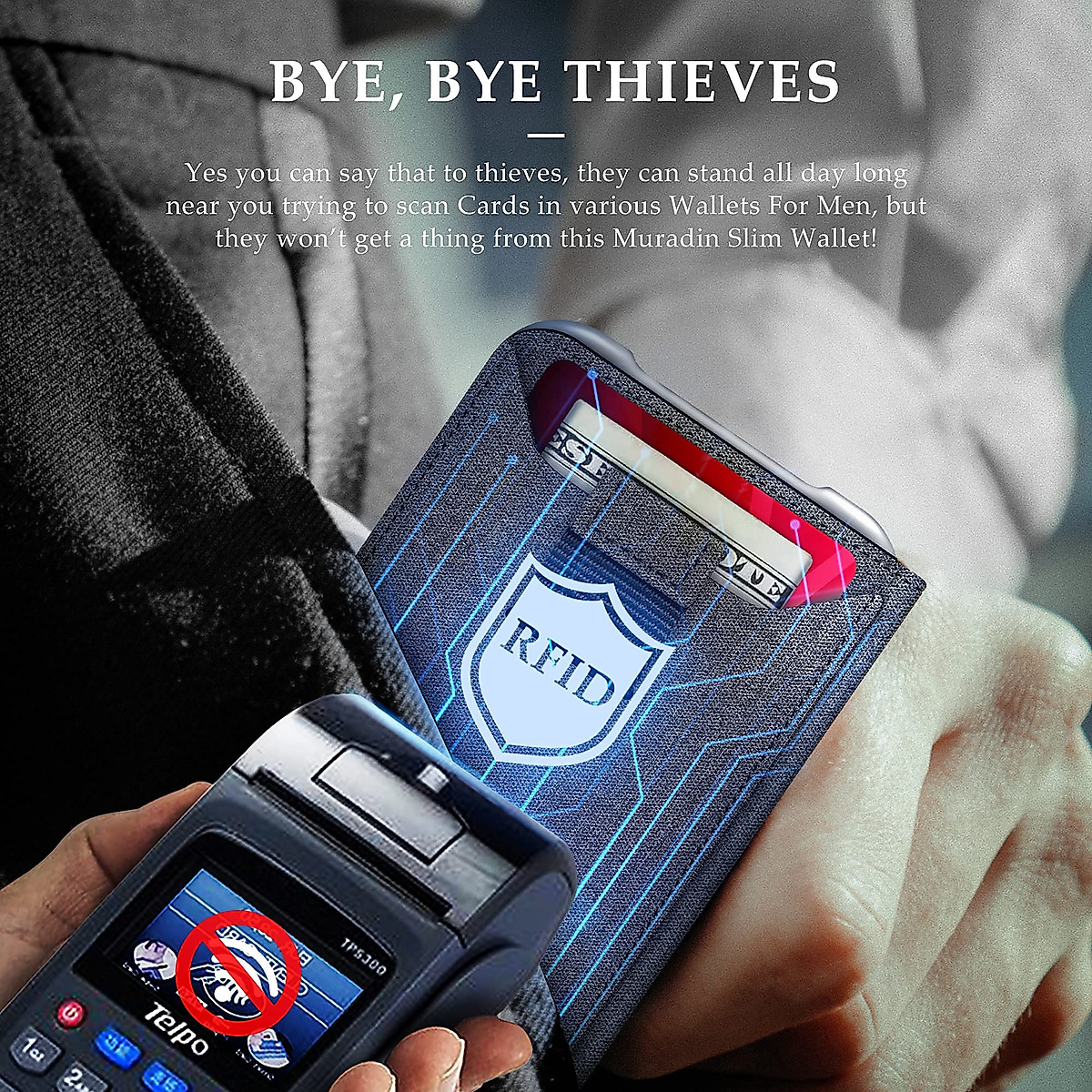 ENIGMA Dapper PU Leather Bifold Front Pocket Slim Wallet for Men, Aluminum Metal Travel Tactical RFID Blocking Card Holder Money Clip, Ideal Men's Gift (Grey)