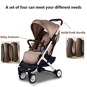 2 Pairs Baby Stroller Accessories Armrest Handle Covers PU Leather Universal Dust-Proof Protective Cover for Pushchair Pram(2 for Baby Armrest and 2 for Adult Push Handle)