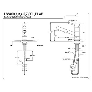 Kingston Brass LS8403DL Concord Pull-Out Sprayer Kitchen Faucet, Brushed Brass