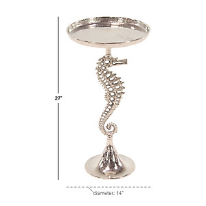 Deco 79 Coastal Aluminum Accent, Side Table 14" x 14" x 27", Silver