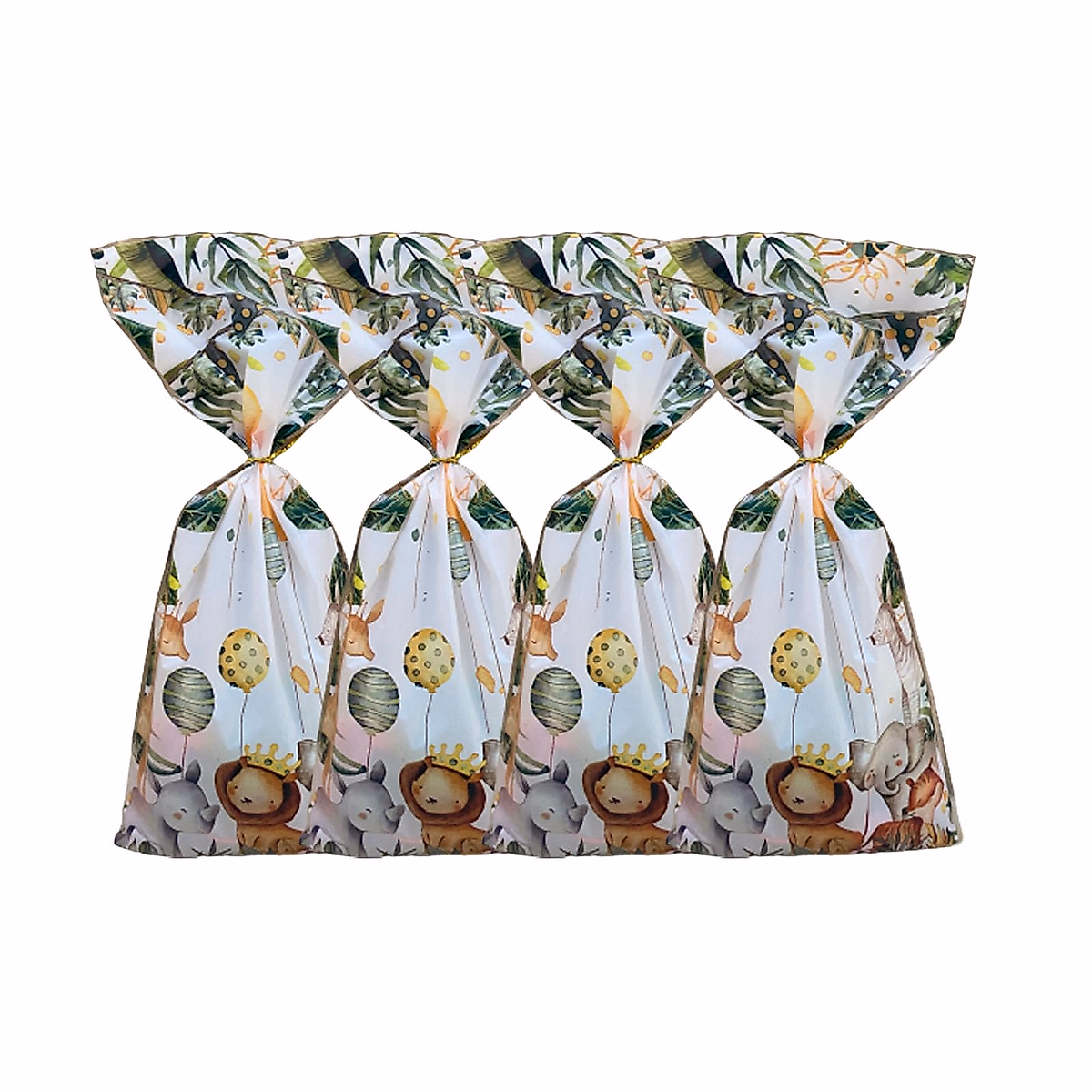 50 Pieces Jungle Safari Animal Party Treat Bags Wild One Candy Goodies Favor Gift Bags Animal for Jungle Safari Petting Zoo Farmhouse Theme Birthday Party Baby Shower