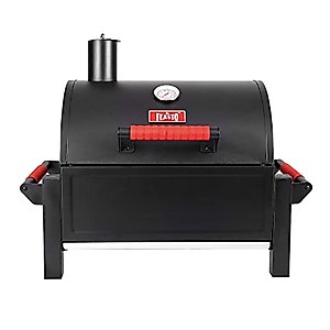 FEASTO Portable Charcoal Grill with Two Silicone Holding Handles, Tabletop grilling with 354 Square Inches Cooking Area, Convenient for outdoor Camping and Picnic, Black，L26.8’’x W20’’x H21.3’’