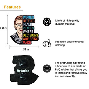 Arturbo for RBG Pin Women Girl Power Feminist Pin Badges Notorious I Dissent Pins for Ruth Bader Ginsburg Justice Lapel Pins Brooch for Clothing Bags Hats Decoration