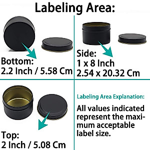 Black Candle Tins 4oz, Bulk Candle Making Tins 24 Piece Candle Containers, Wholesale Candle Jars for Candle Making - More Color Available (Black)