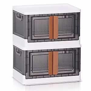 UrbanX Collapsible Storage Cabinet- Versatile and Easy to Assemble Storage Solution for Home and Office- Storage Bins With Lids/Plastic Storage/Stackable- 19 Gal Folding Storage Box- White- 2 pieces