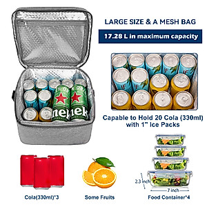 Aprikostein Small Cooler Asclassic, Soft Cooler Bags Insulated 17L 20 Can Portable Collapsible Cooler, Lunch Box Cooler for Men Work Beach Travel Camping, Gray