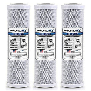 Hydronix HX-CB-25-1010/3 Reverse Osmosis & Drinking NSF Coconut Carbon Block Water Filter 2.5 x 10, 10 Micron-3 Pack, 3 Count (Pack of 1), White