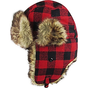 KBW-604 RED-BLK Lumberjack Plaid Aviator Trapper Hat Trooper Ear Flaps Ushanka Eskimo Russian Cold (One Size, Red Black)…