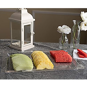 PARTY BARGAINS 16" x 11" Plastic Serving Trays - (4 Pack) Disposable Clear Plastic Trays, Excellent for Weddings, Buffets, Birthday Parties