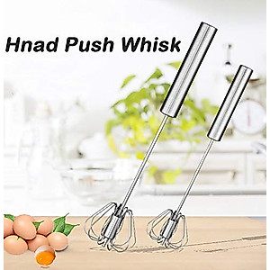 Stainless Steel Semi-automatic Egg Whisk - 3PCS Hand Push Rotary Whisk Blender (3 Pack)