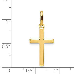 14k Yellow Gold Cross Pendant Charm - 1" Inch - 28mm x 13mm - Jewelry Gifts For Women Wife Mom Gifts For Men Husband Dad