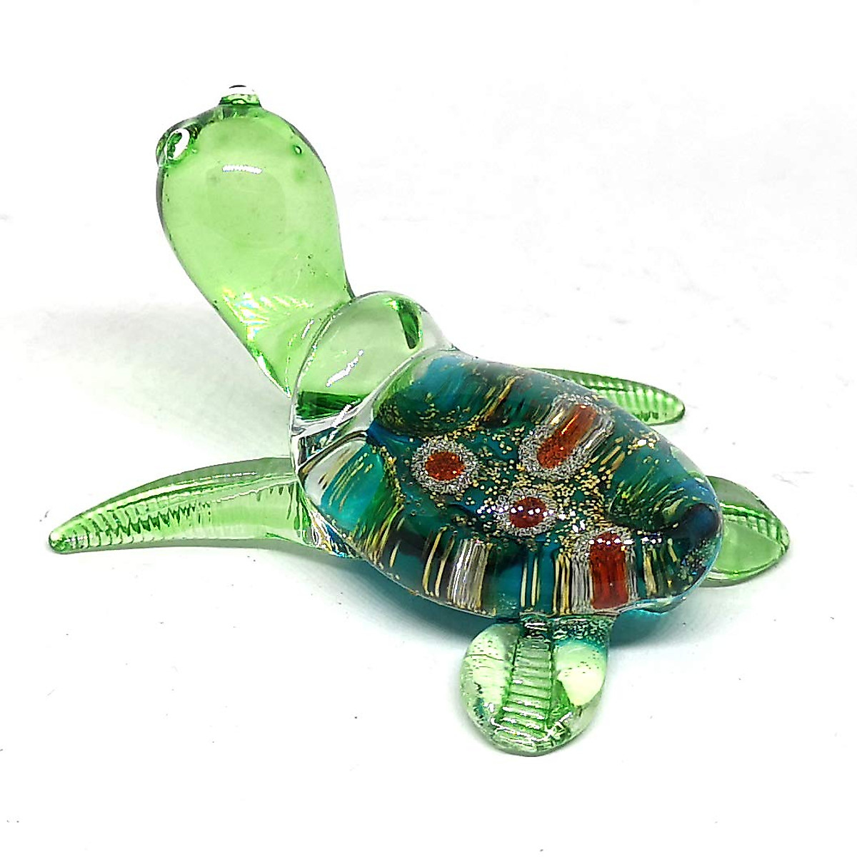 ZOOCRAFT Sea Turtle Hand Blown Glass Figurine Collectible Aquarium Miniature Home Garden Decor Personalized Gift