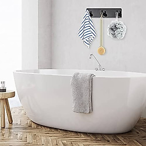 ArtHue Key Holder for Wall, Self Adhesive Key Rack Key Hooks for Keys and Masks to Hang, Easy Mount Key Hanger for Wall, Entryway, Bathroom, Kitchen, Office, Stainless Steel~3 Hooks (Black)