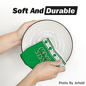 Artoid Mode Kisses Wishes Gnomes Beer Shamrock St. Patrick's Day Kitchen Towels Dish Towels, 18x26 Inch Seasonal Decoration Hand Towels Set of 4