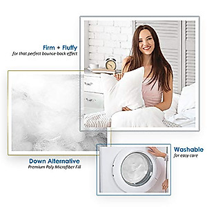 nestl Throw Pillows Pillow Insert Pillows Cushion 18”x18” White Pack of 2 for Sofa Bed Couch Living &Bed Room Decorative Stuffer Pillows