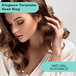 Shop LC Santa Fe Style Turquoise Ring for Women 925 Sterling Silver Band Boho Western Jewelry Gifts for Women Promise Rings Size 8 Birthday Gifts