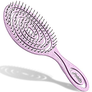 Ninabella Organic Detangling Hair Brush for Women, Men & Children - Does not Pull on Hair - Hair Straightening Brushes for Straight, Curly & Wet Hair - Unique Spiral Hairbrush