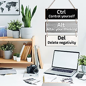 Office Wall Decor Inspirational Wall Art for Office Motivational Wall Plaques Rustic Wooden Wall Hanging Decor Positive Saying Quote Sign Wall Art for Home Office Living Room (Black, Gray, White)